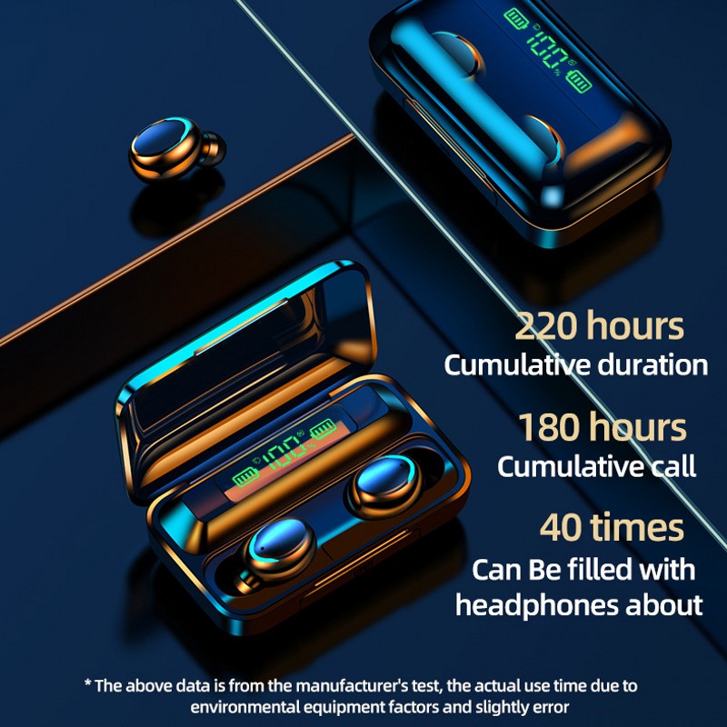 F9-5 Bluetooth Earphones Wireless Headsets Stereo Earbuds In-Ear Touch ...