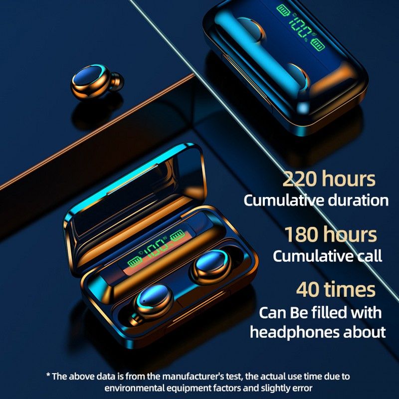 F9-5 Bluetooth Earphones Wireless Headsets Stereo Earbuds In-Ear Touch ...